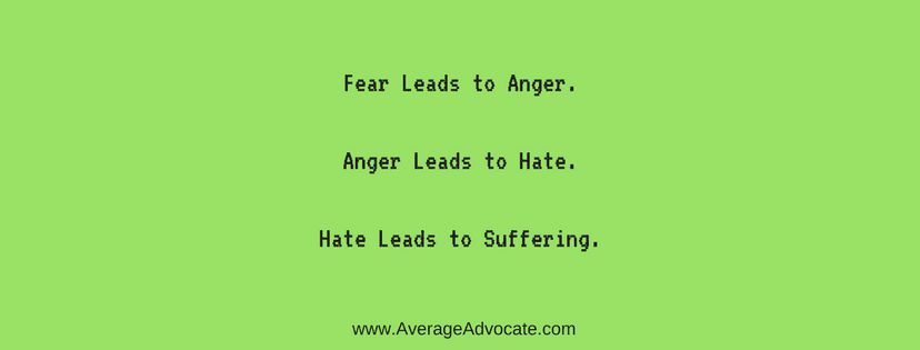 Fear Leads To Anger; Anger Leads To Hate - The Average Advocate